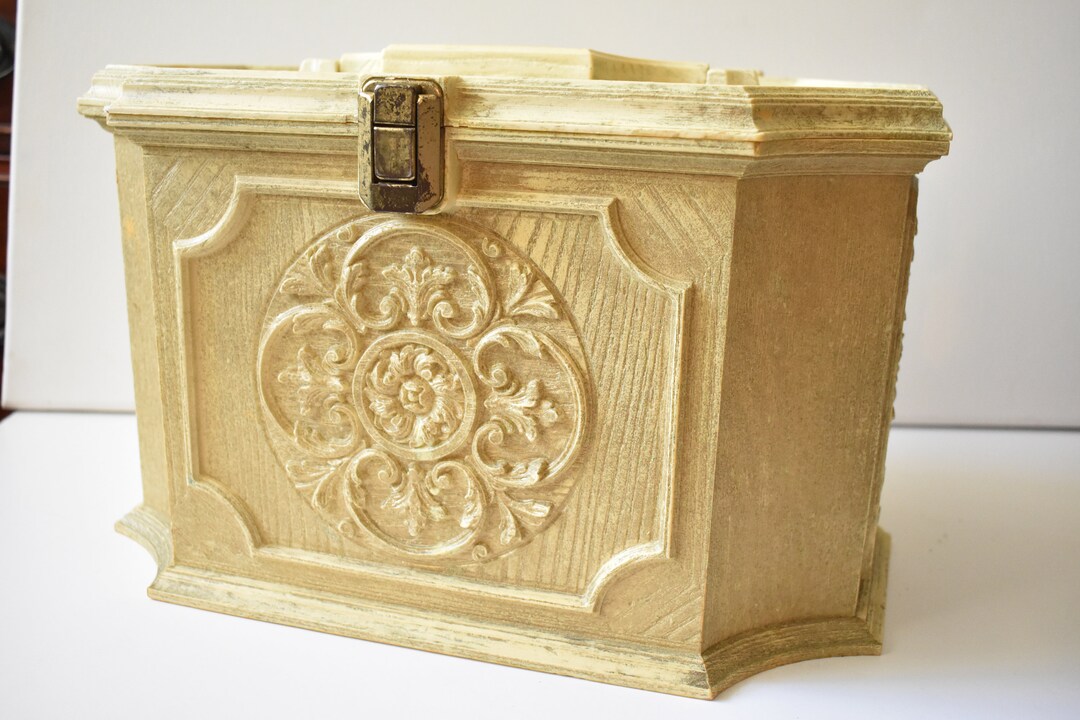 Sewing Box Vintage ,max Klein Inc. , Plastic Faux Carved Wood - Etsy