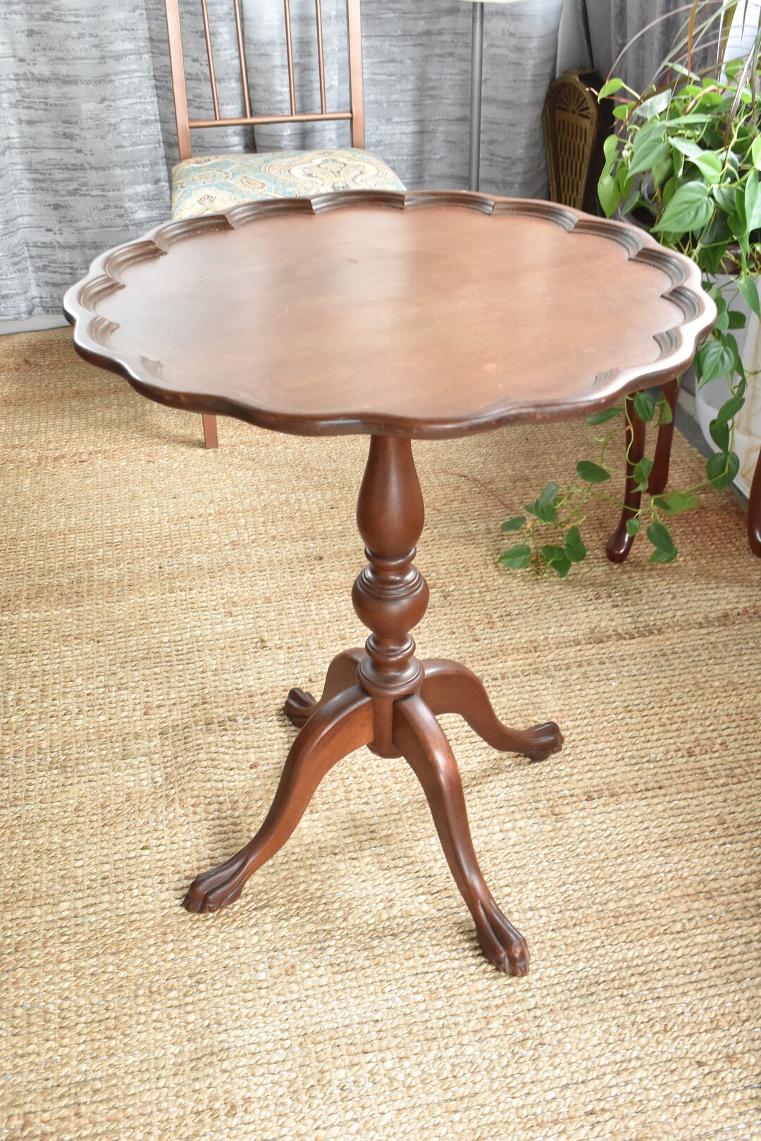 Scallop Edge Round Pie Crust Wine Coffee Tea End Side Table Pedestal - Etsy