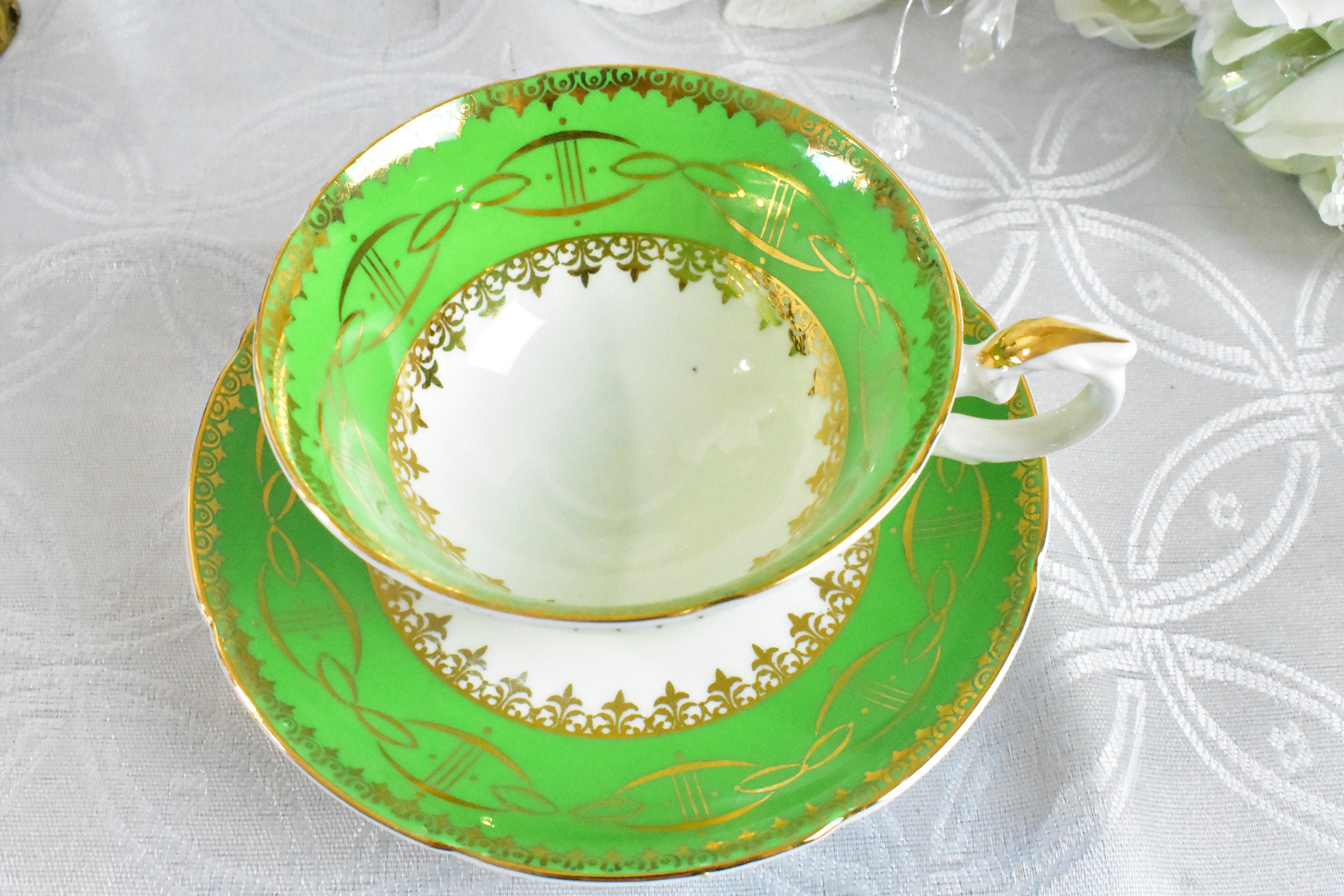 Floral Royal Grafton Tea Cup and Saucer Set With Gold Trim - Etsy
