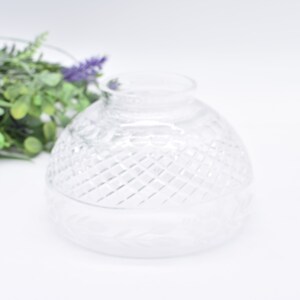 Vintage Glass Shade, Diamond Cut, White Etched Mid-century Modern Glass ...