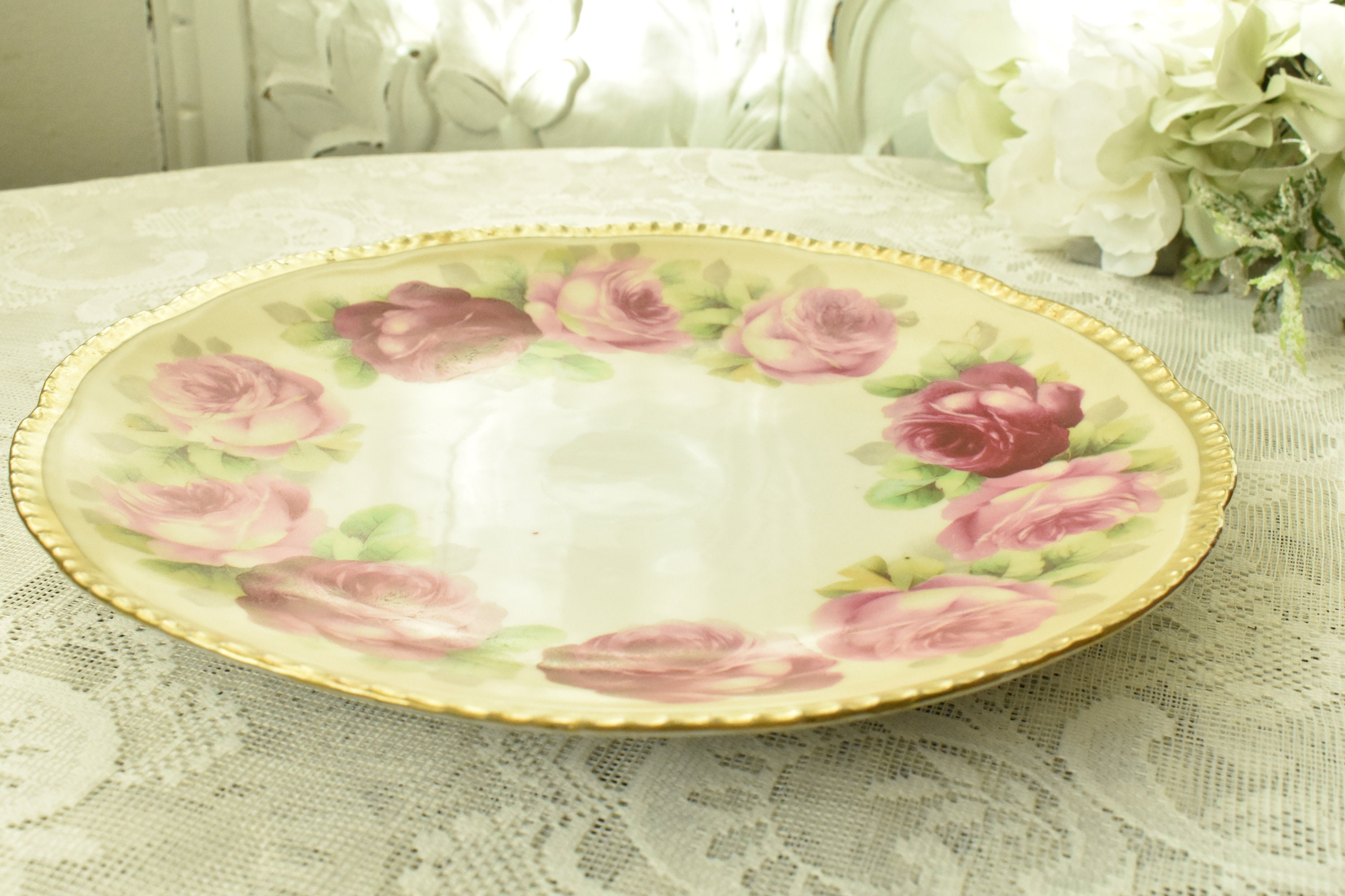 Antique Original Prussia Pink Roses Plate. 12092019 - Etsy