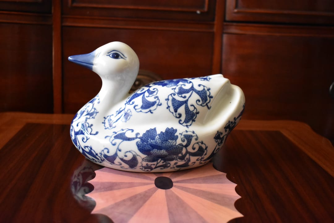 Porcelain Duck Figurines Blue and White Ceramic Ducks, 031222 - Etsy