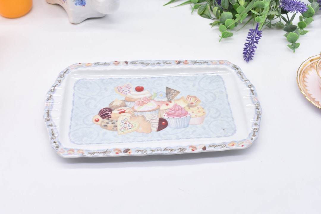 Vanity Dresser Tray Dish, Cupcakes & Cookies Rectangular Tray, #042423 ...