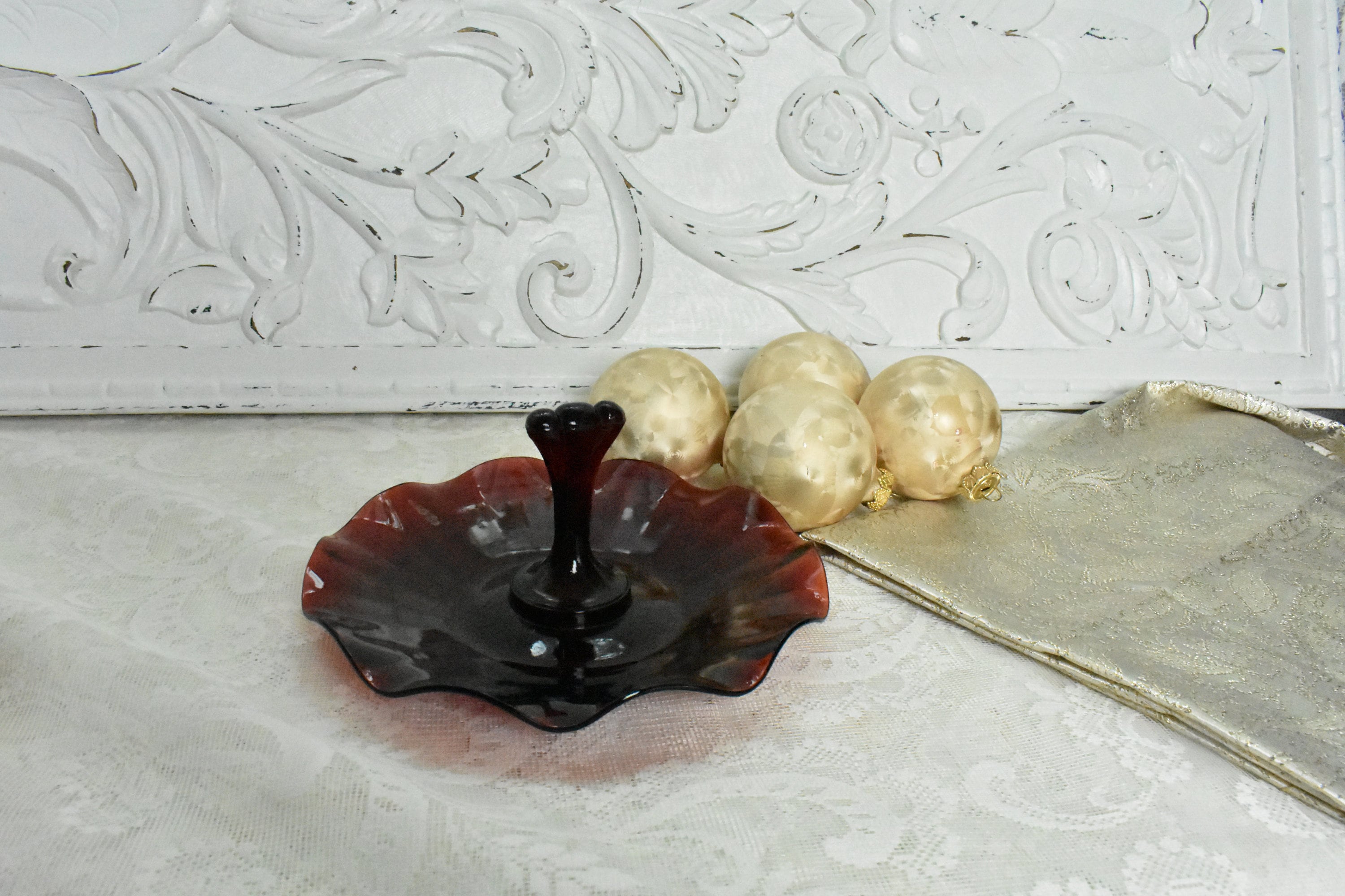 Red Vintage Anchor Hocking Royal Ruby Tidbit Tray with center | Etsy