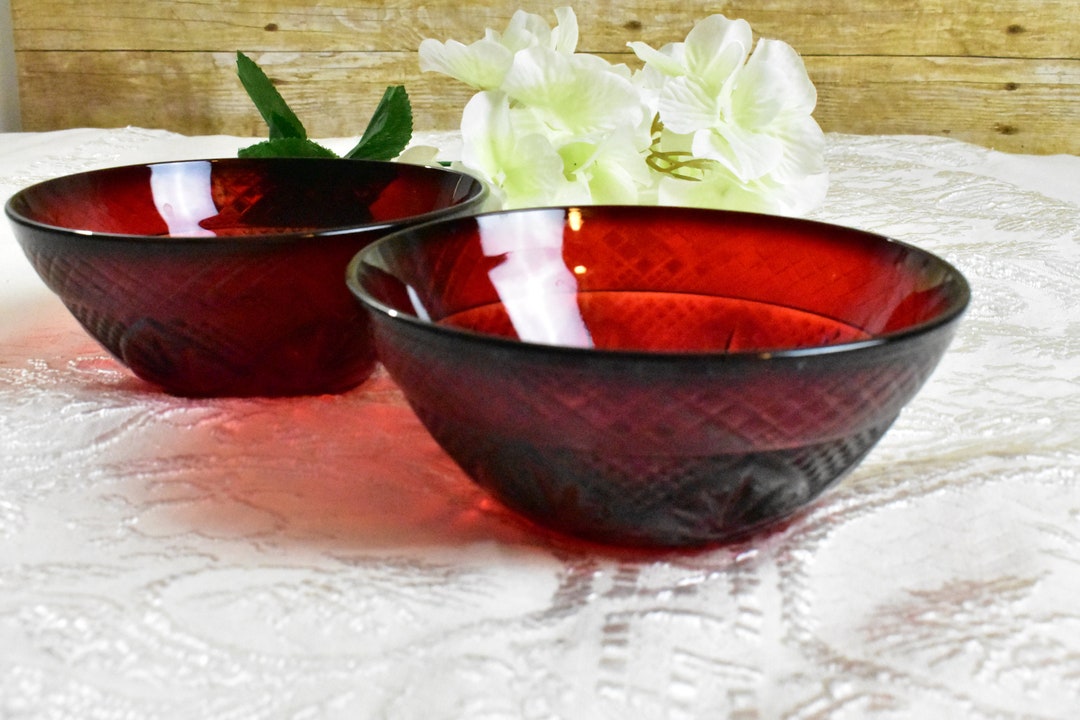 Real RED GLASS Bowl, Rich Translucent, Pressed Glass Bowls - 2 , #K6 - Etsy
