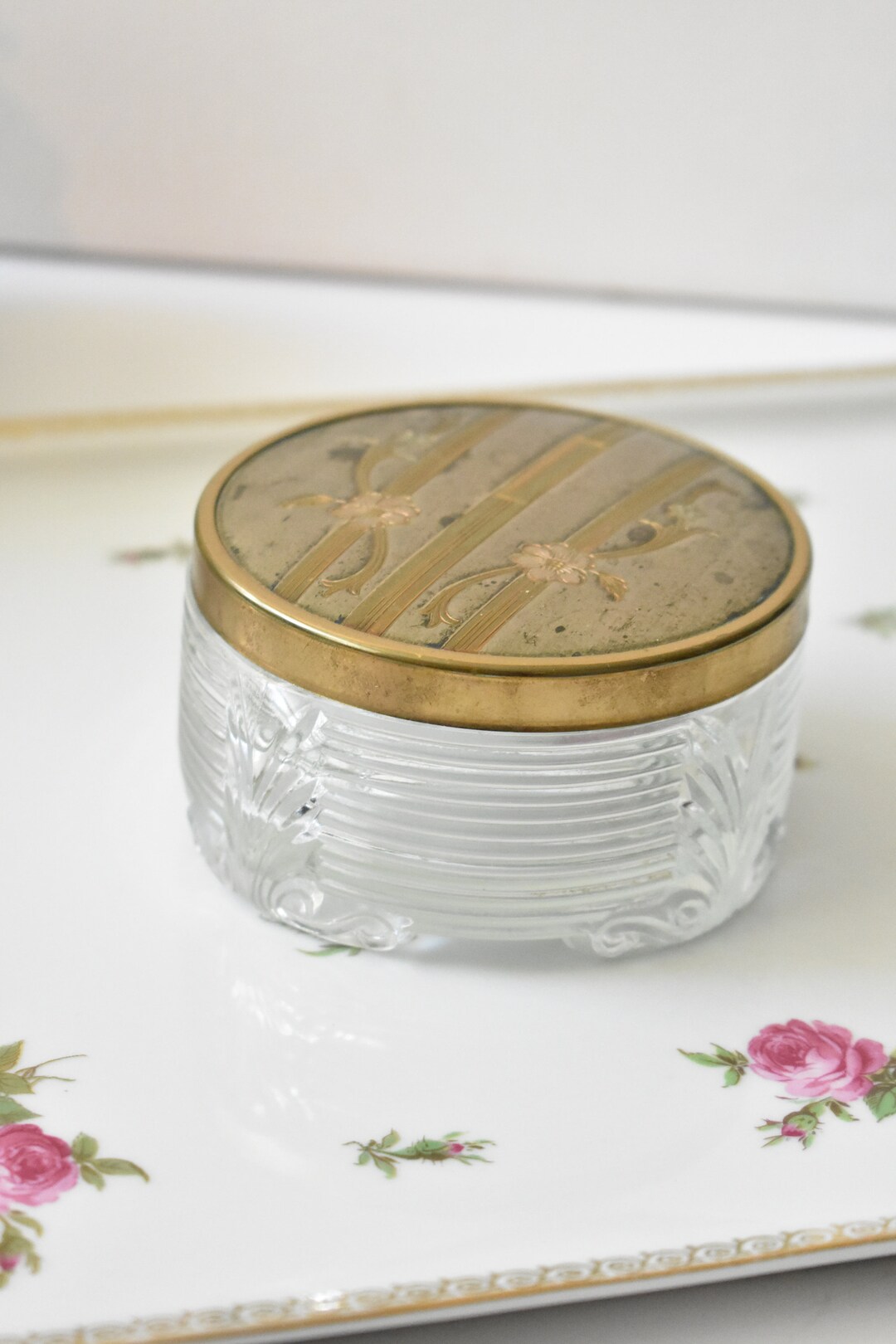 Vanity Powder Jar, Covered Jar Container Trinket Candy Vanity Box ...