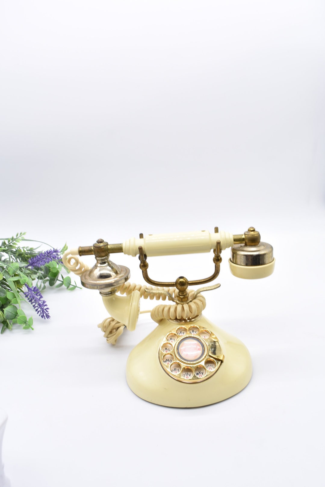 Cradle Handset Rotary Dial Telephone Vintage Ivory & Gold French ...