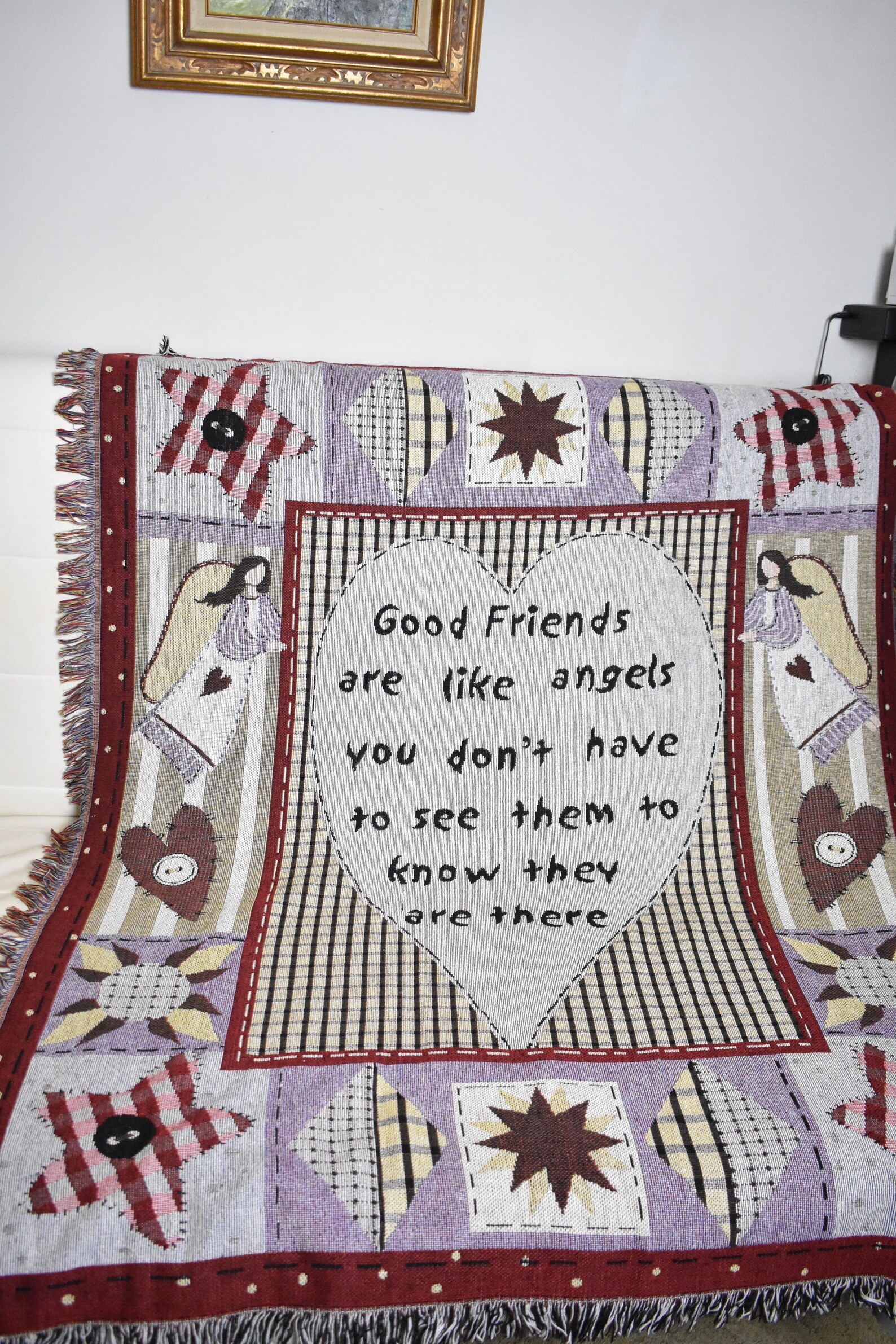 Woven tapestry throw blanket Good friends | Etsy