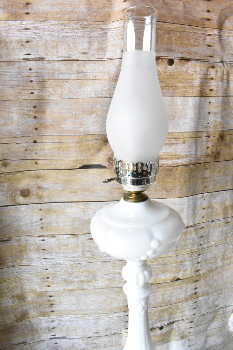 Antique Solid Milk Glass Floor Lamp Victorian Rare Cool Bottom Etsy
