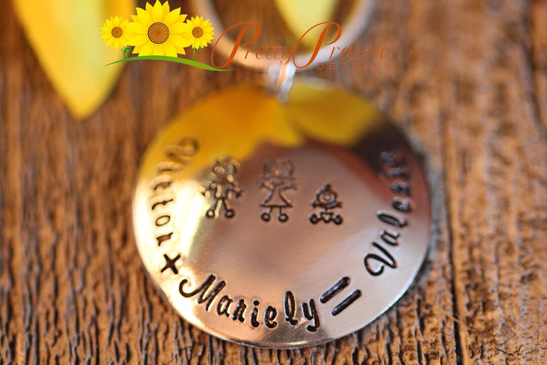 Stick Figure Family of Three Necklace, Hand Stamped Jewelry, New Mom ...