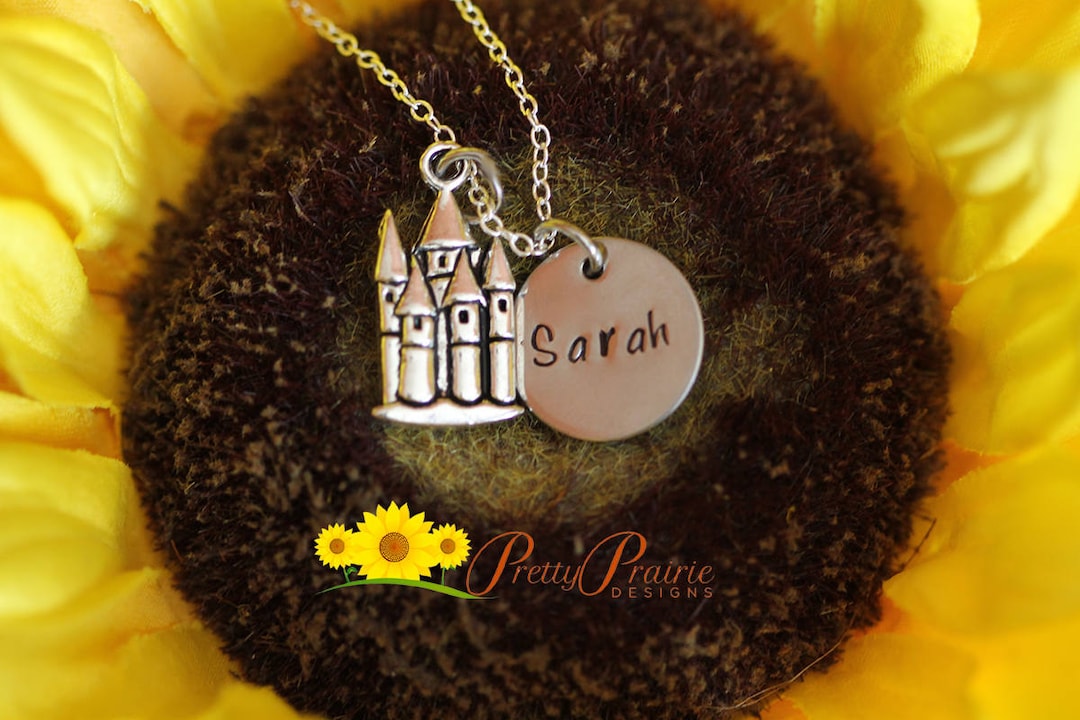 Personalized Castle Necklace, Castle Charm, Little Girls Gift, Princess ...
