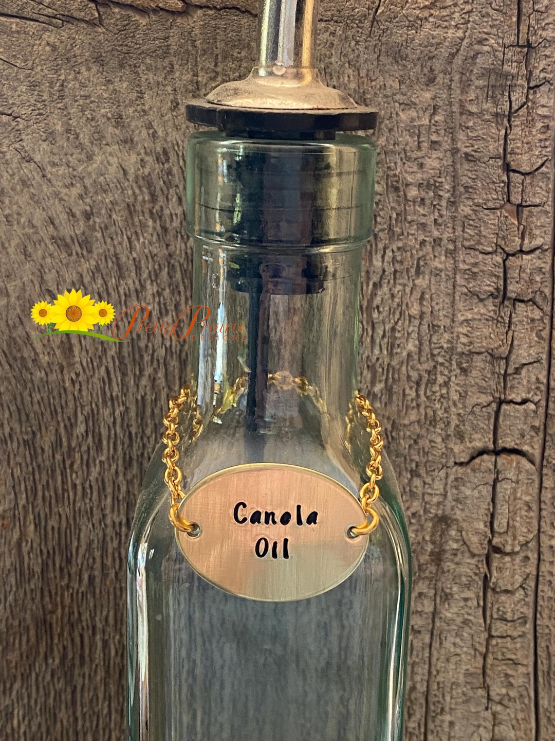 Brass Oil Dispenser Label, Olive Oil, Hand Stamped, Bottle Label, Metal ...