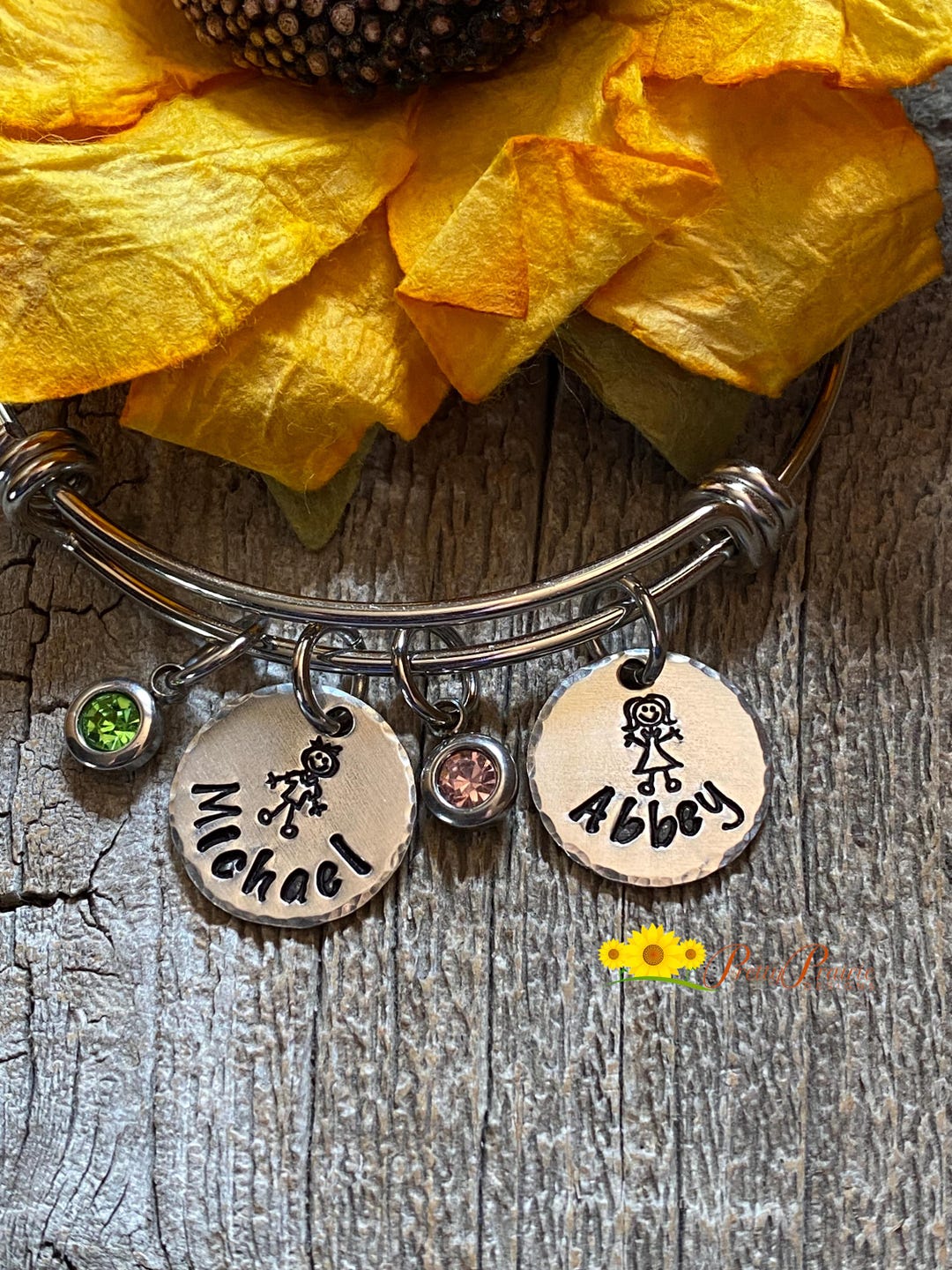 Stick Figure Bangle, Family Charm Bracelet, Gift for Grandmothers ...