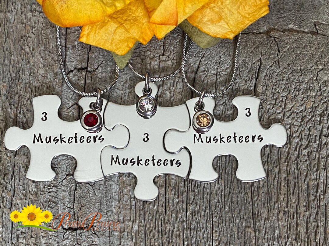 Musketeer Puzzle Piece Necklace Set, BFF Puzzle Piece Gift, Sisters ...