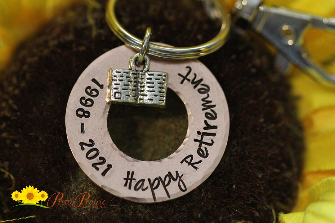 Librarian Retirement Keychain, Librarian Gift, Hand Stamped, Washer ...