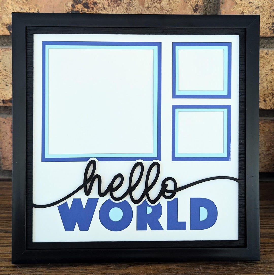 Hello World Frame Layered Wood & Cardstock 8x8 - Etsy