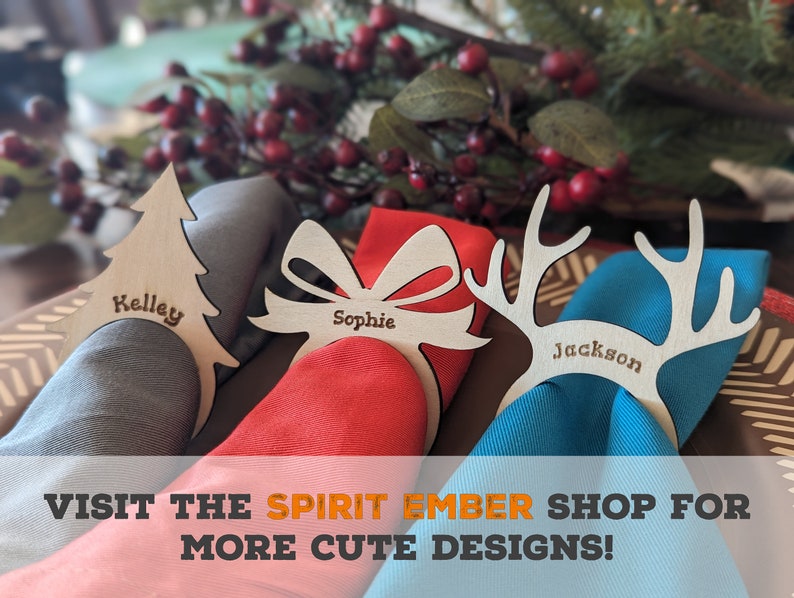 Personalized Gift Bow Napkin Ring Engraved Christmas Napkin Ring Wood ...