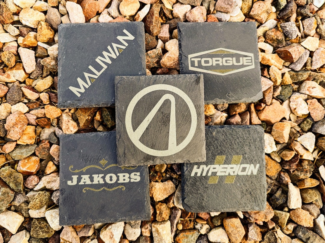 Borderlands Themed 4" Square Engraved Coasters - Set of (5 ...