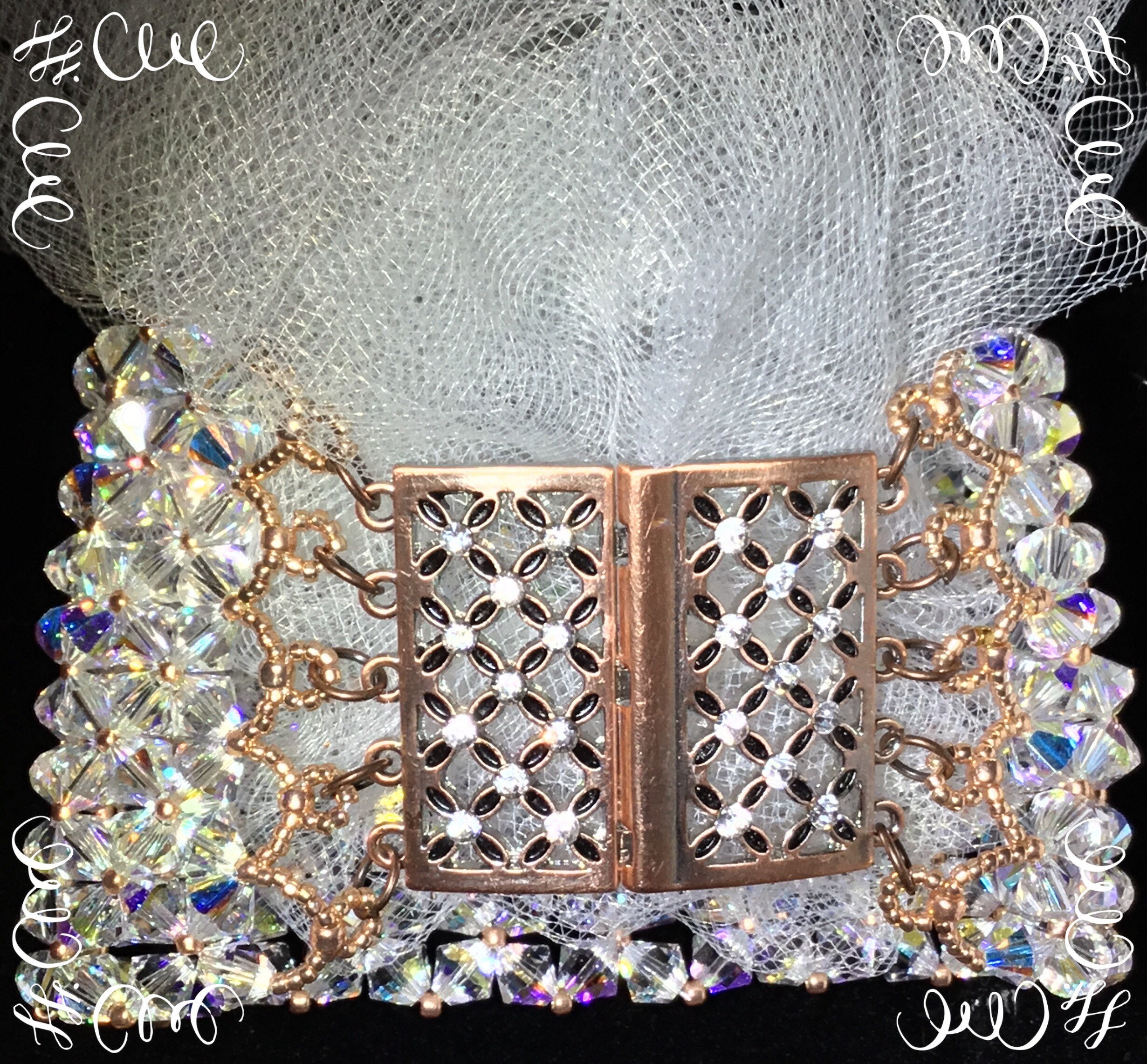 Handcrafted Formal Bridal Bracelet Made With Swarovski Crystal AB and ...