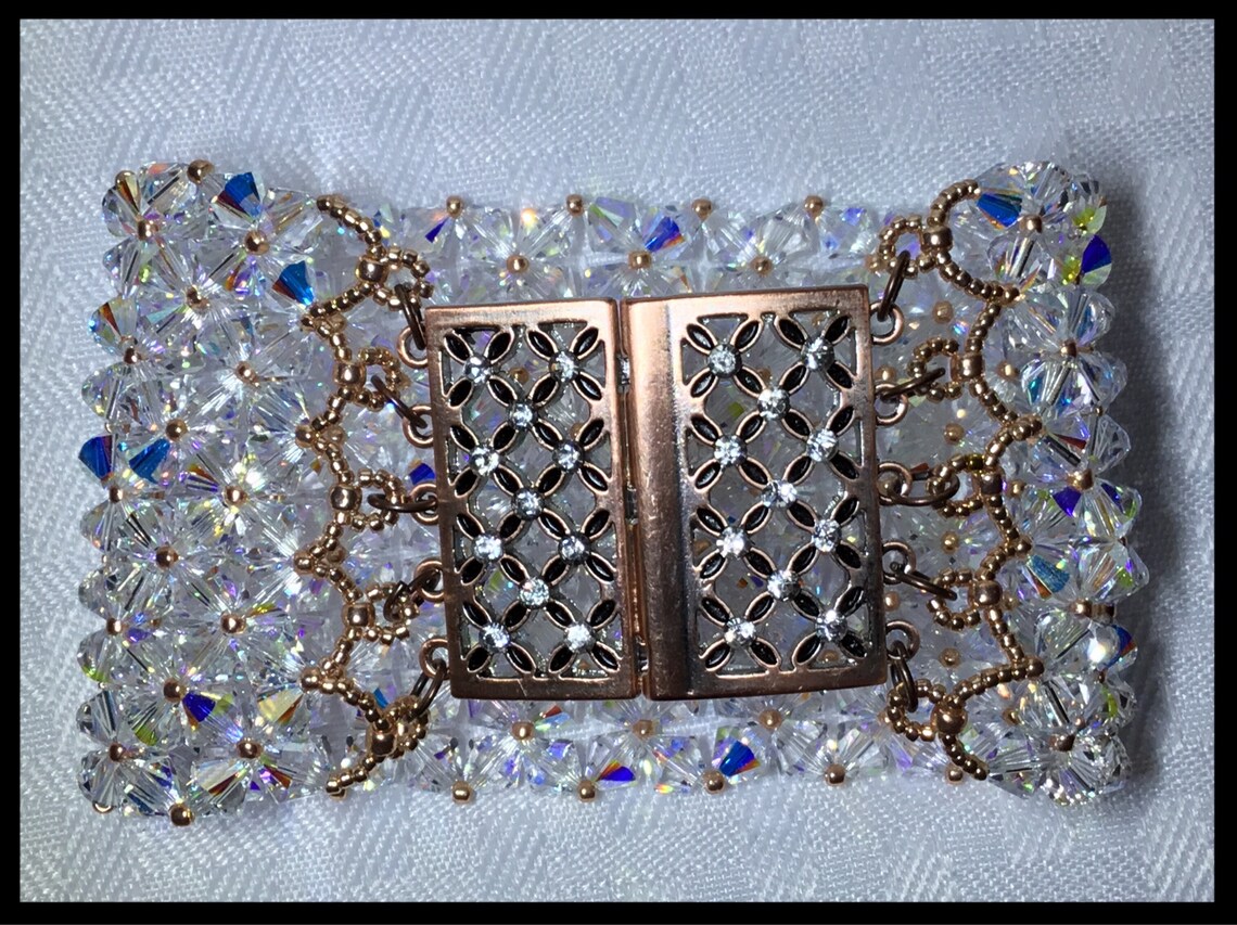 Handcrafted Formal Bridal Bracelet Made With Swarovski Crystal AB and ...