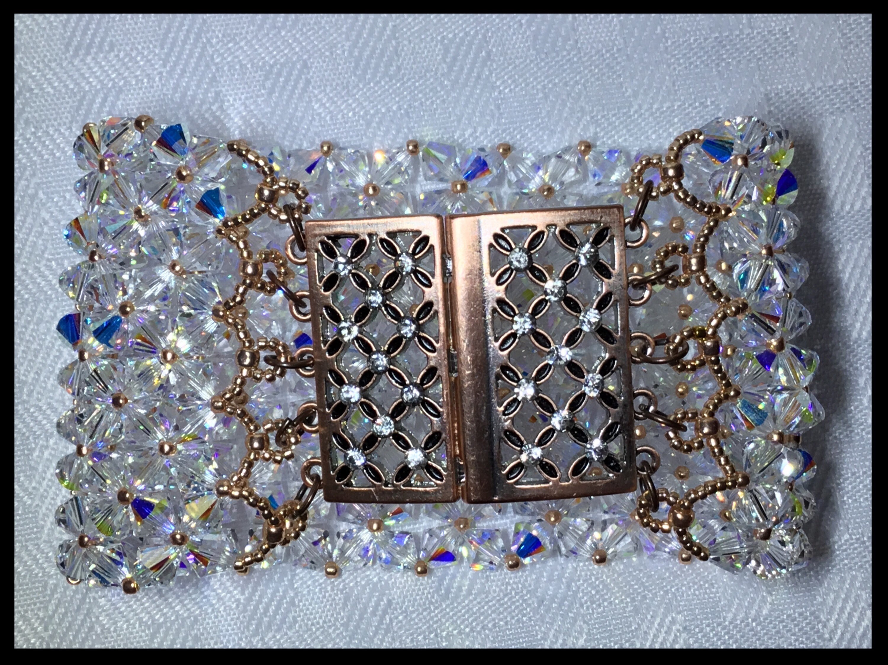 Handcrafted Formal Bridal Bracelet Made With Swarovski Crystal AB and ...