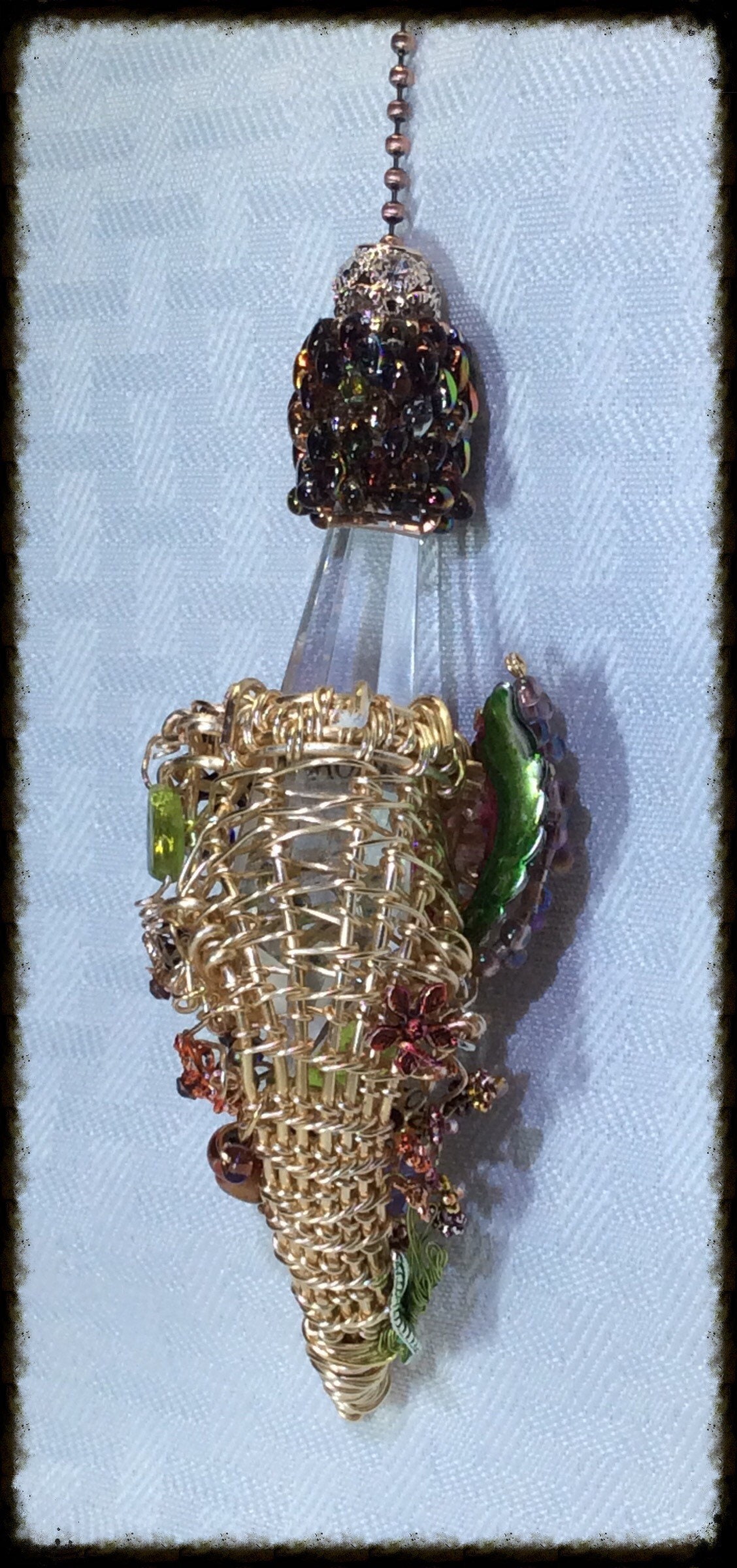 Handcrafted Cornucopia Thanksgiving Fan Pull Made With Glass - Etsy