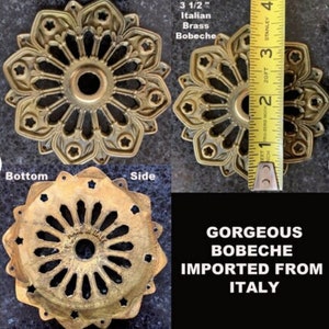 Three-piece Brass Bobeche Set, 3.5" Wide Italian Bobeche With Top and ...