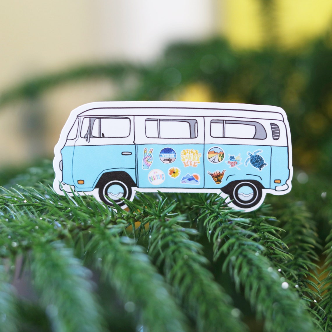 Blue Sideways Bus Vinyl Sticker Decal Road Trip Kombi - Etsy