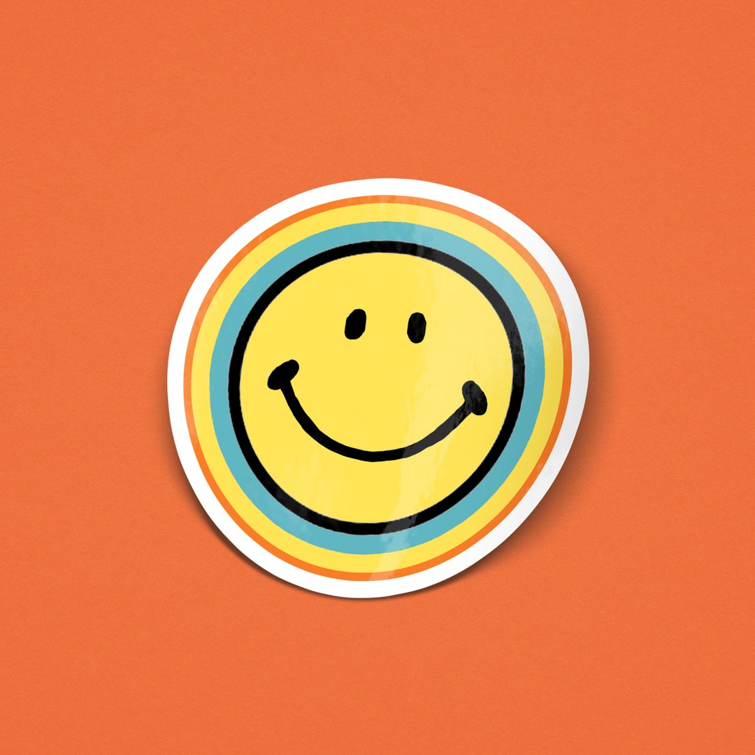 Retro Smiley Face | Sticker | Vinyl | Colorful | Smile | Vintage ...