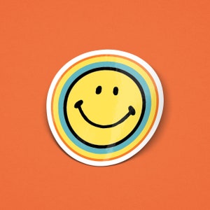 Retro Smiley Face | Sticker | Vinyl | Colorful | Smile | Vintage ...