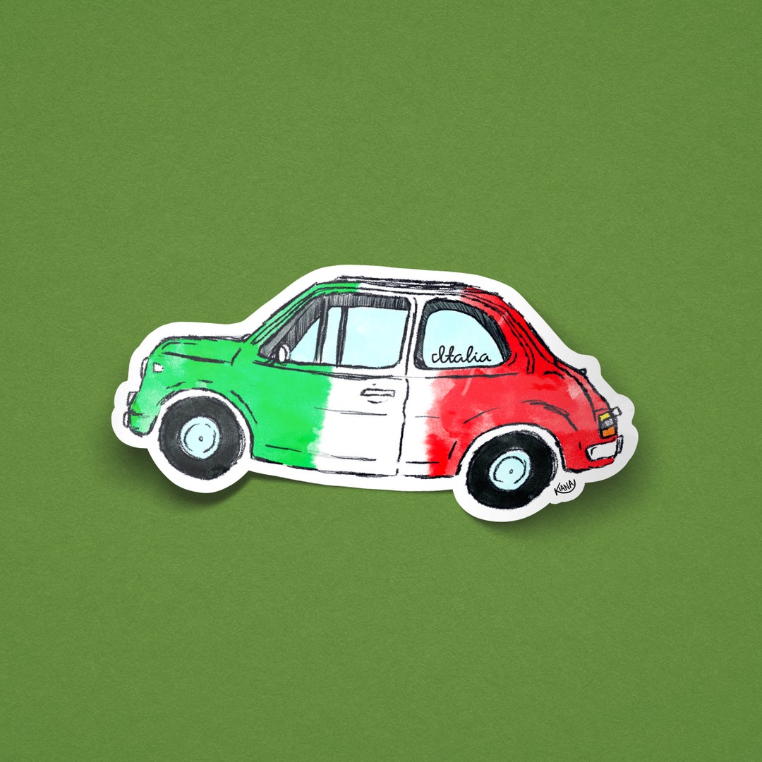 Italian Flag Fiat | Sticker | Italy - Decal - Positano - Travel - Gift ...
