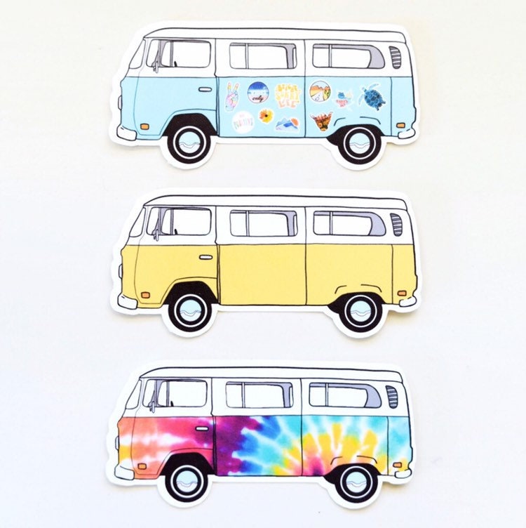 Blue Sideways Bus Vinyl Sticker Decal Road Trip Kombi - Etsy