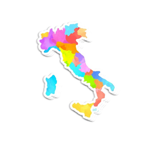 Italy Map Sticker Decal Italy Travel Stickers Gift | Etsy