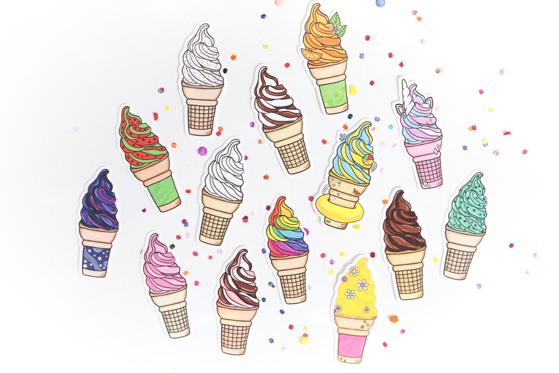 Vanilla Ice Cream Vinyl Sticker | Etsy