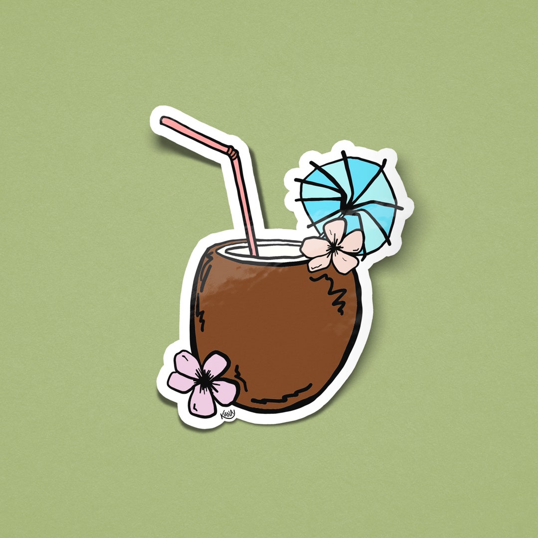 Tropical Coconut Drink | Sticker | Decal | Vinyl | Hawaii | Vacation ...