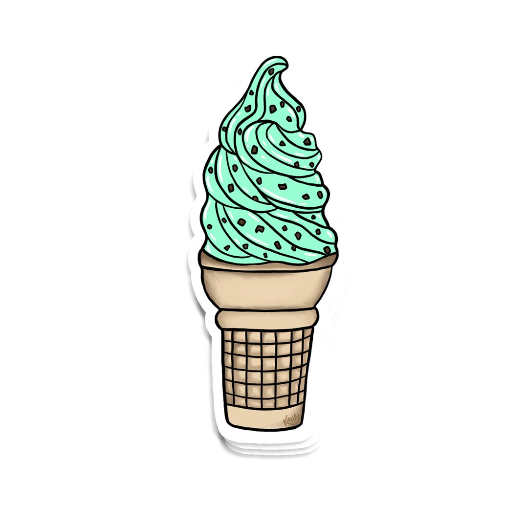 Mint Chocolate Chip Ice Cream Vinyl Sticker - Etsy