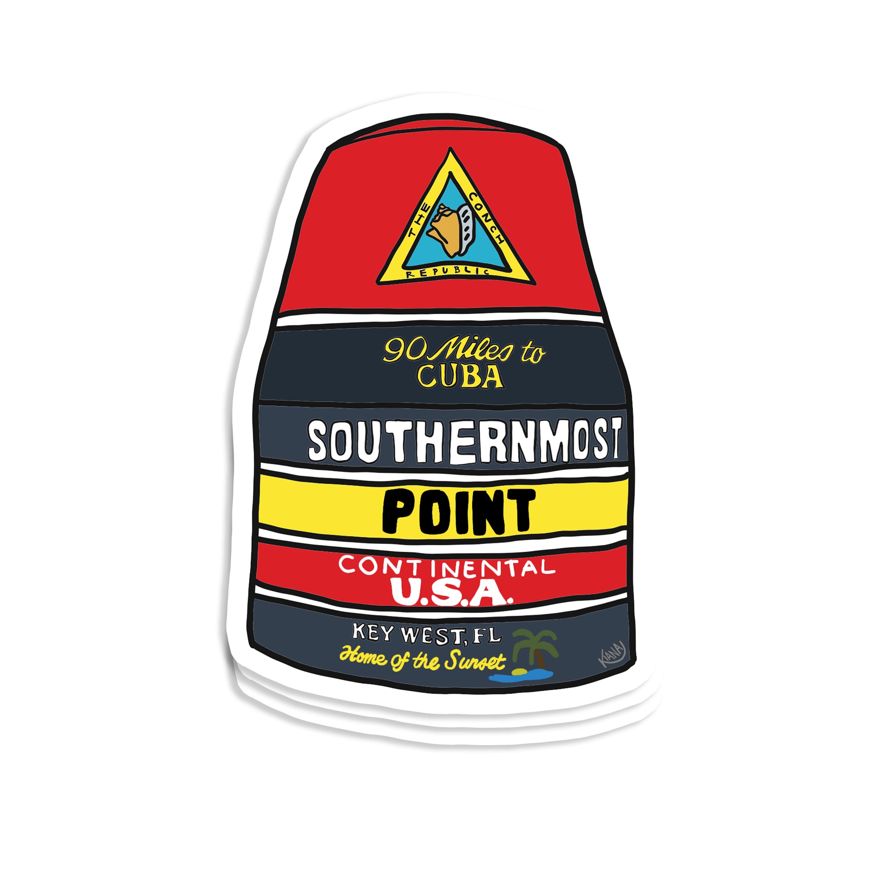 Key West Vinyl Sticker Southernmost Point Decal Conch - Etsy