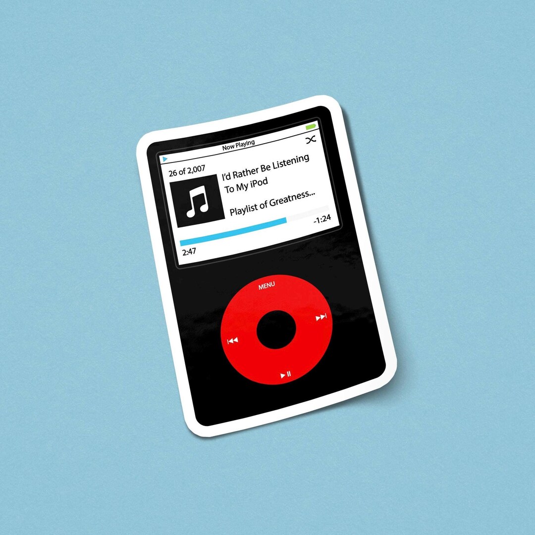 I'd Rather Be Listening to My Ipod | Sticker | Black Red | 2000s ...