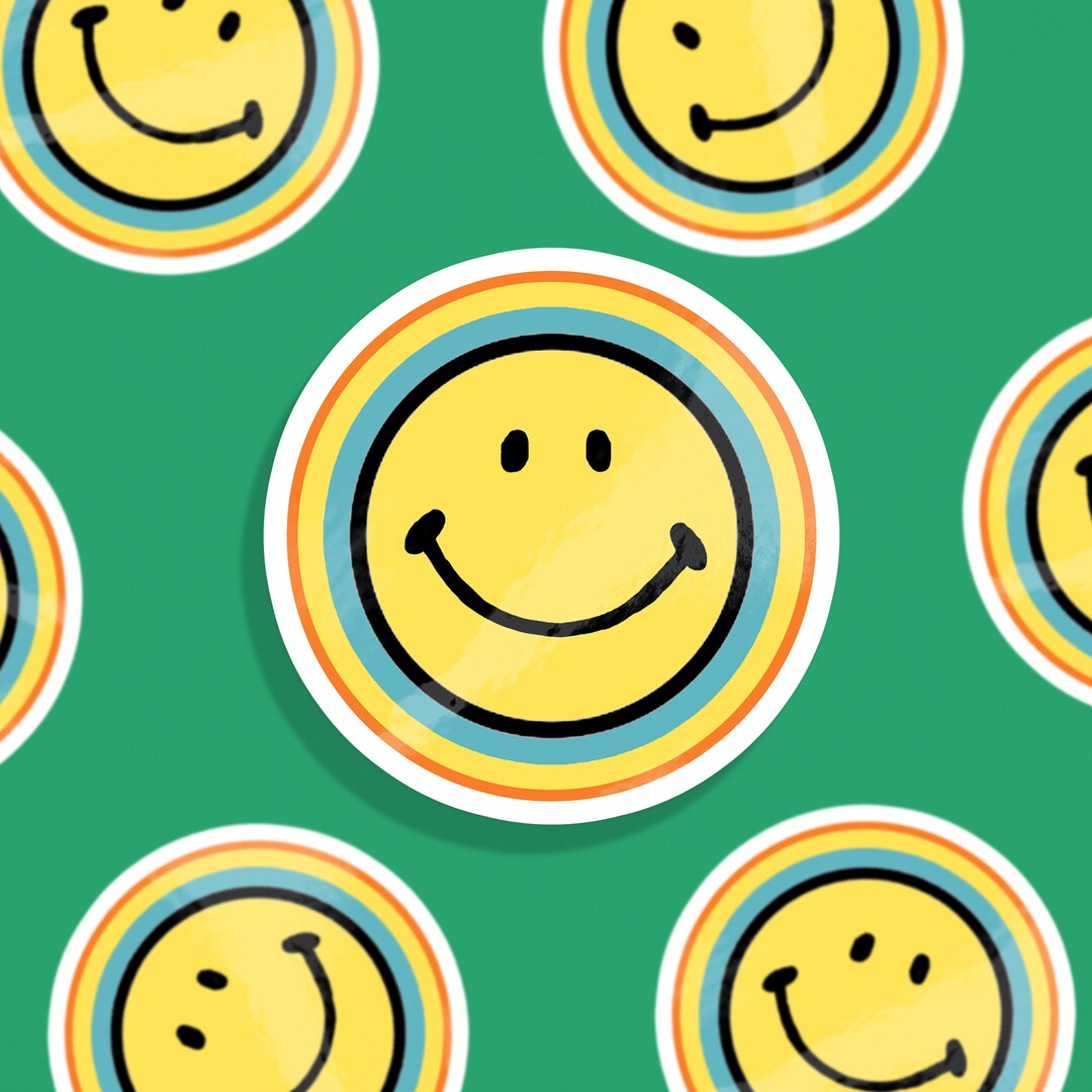 Retro Smiley Face Sticker Vinyl Colorful Smile Vintage Laptop Water ...