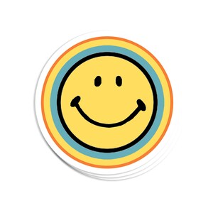 Retro Smiley Face Sticker Vinyl Colorful Smile Vintage Laptop Water ...