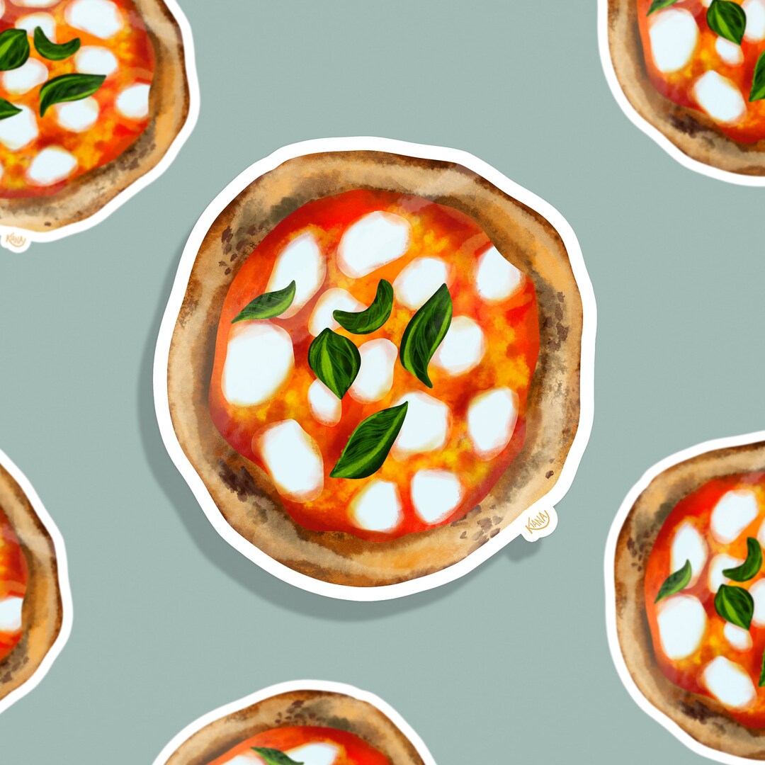 Margherita Pizza Sticker Vinyl Italian Italy Mozzarella Vinyl Water ...