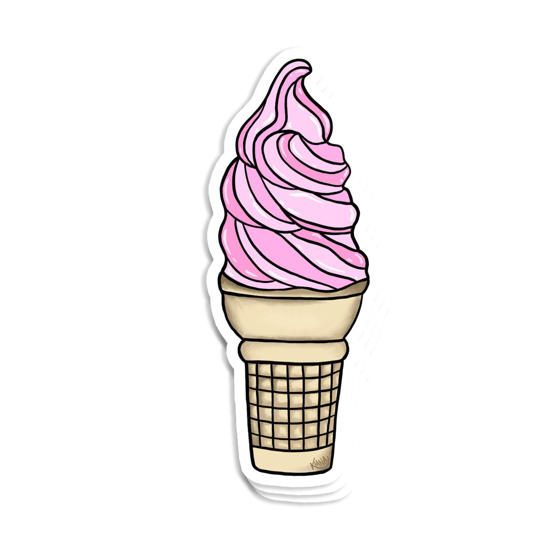 Strawberry Ice Cream Vinyl Sticker - Etsy