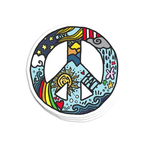 Hippie Peace Sign Sticker Floral Vinyl Sticker Hippie - Etsy