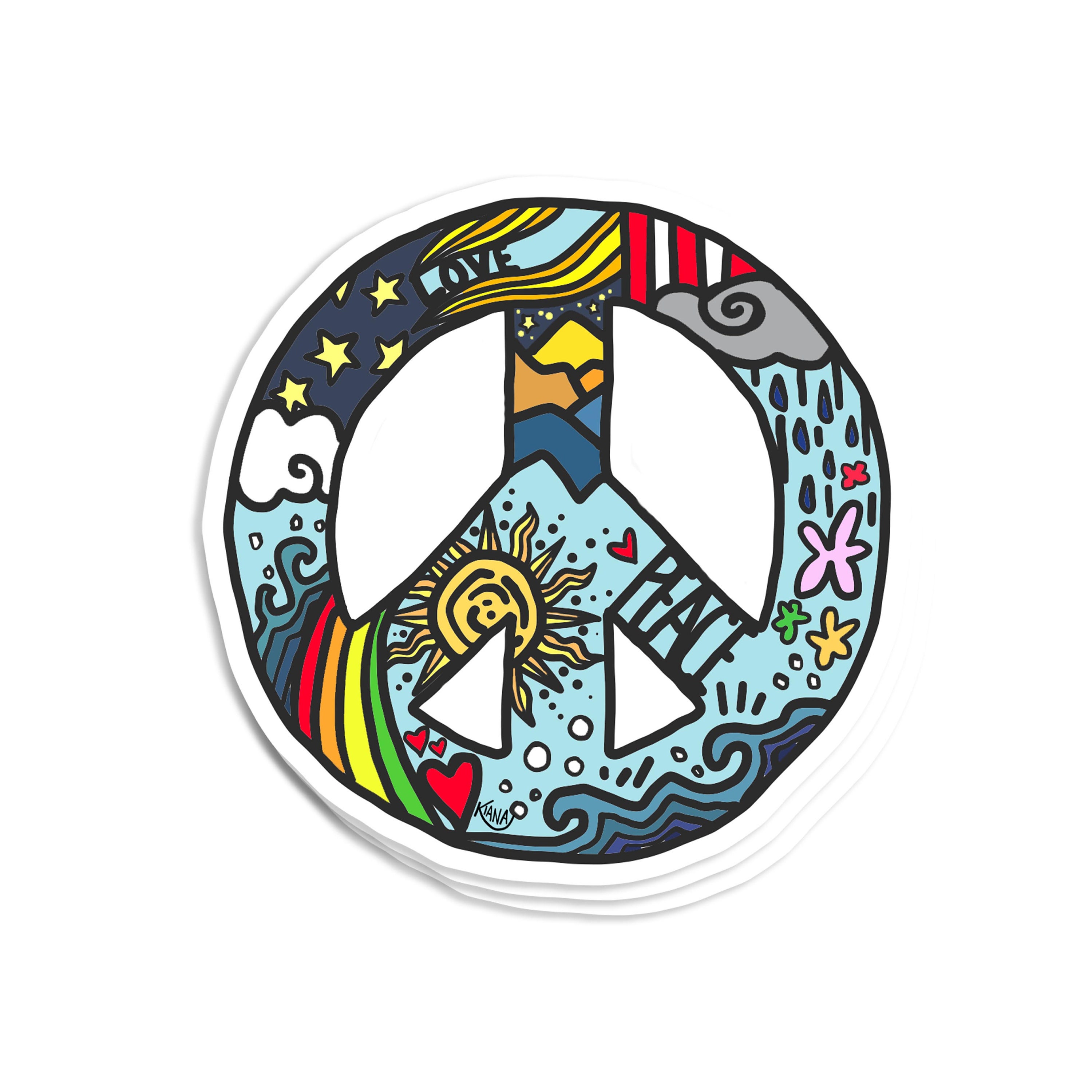 Peace Sign Vinyl Sticker Decal Colorful Floral Sticker - Etsy