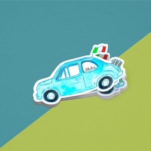 Blue Italian Car | Sticker | - Italy - Decal - Positano - Travel - Gift ...