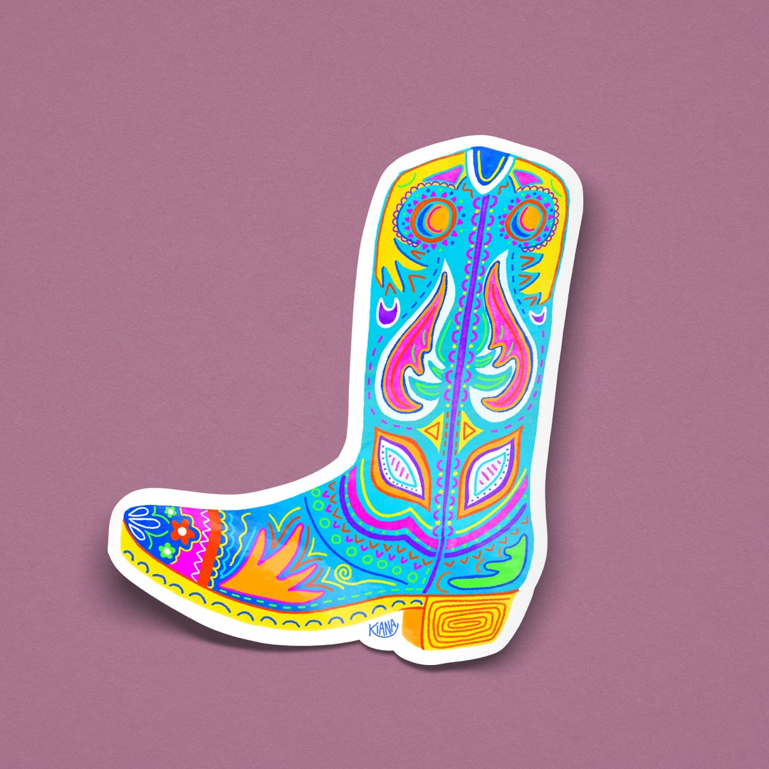 Colorful Boot | Sticker | Vinyl | Cowboy | Cowgirl | Gift | Music ...