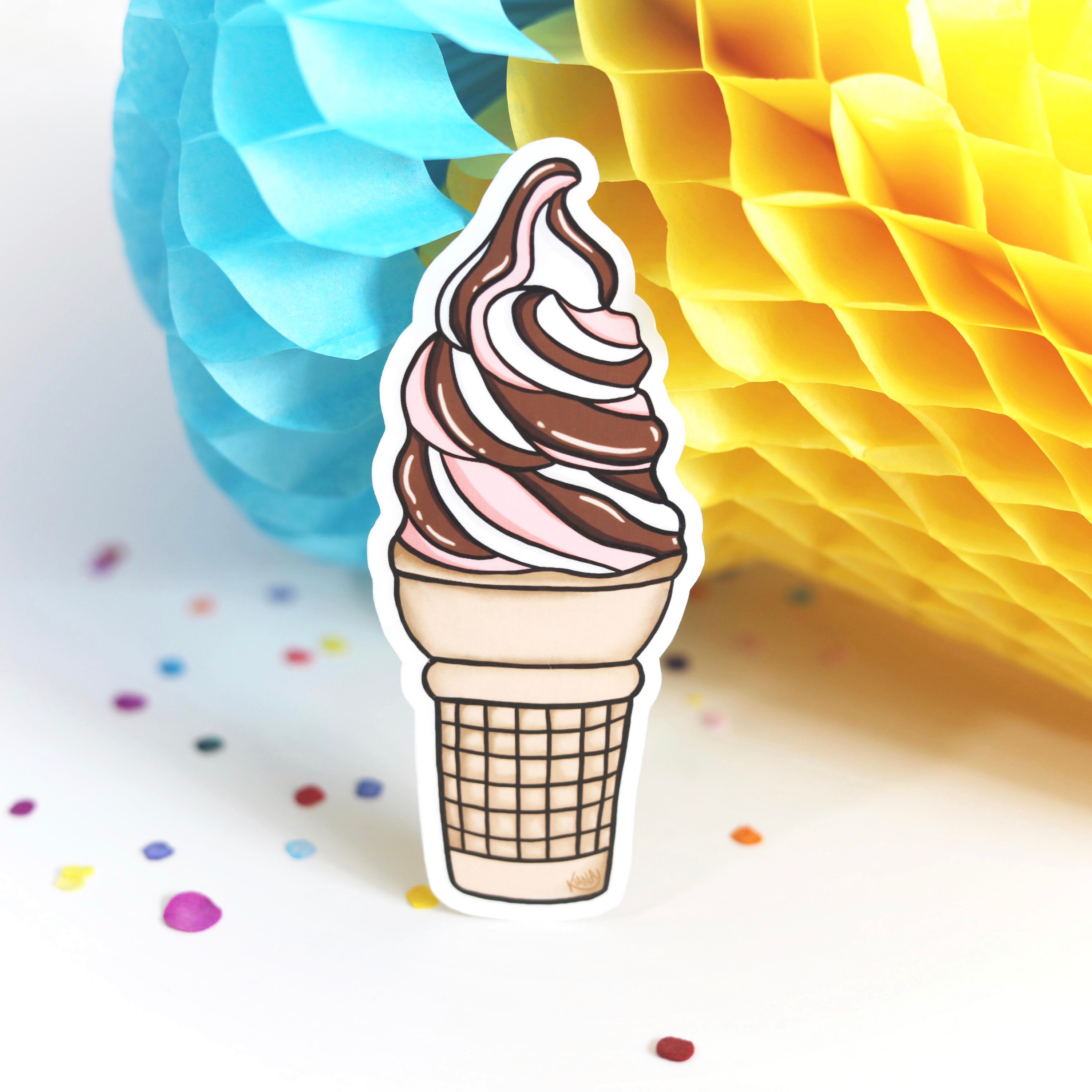 Neapolitan Ice Cream Vinyl Sticker | Etsy