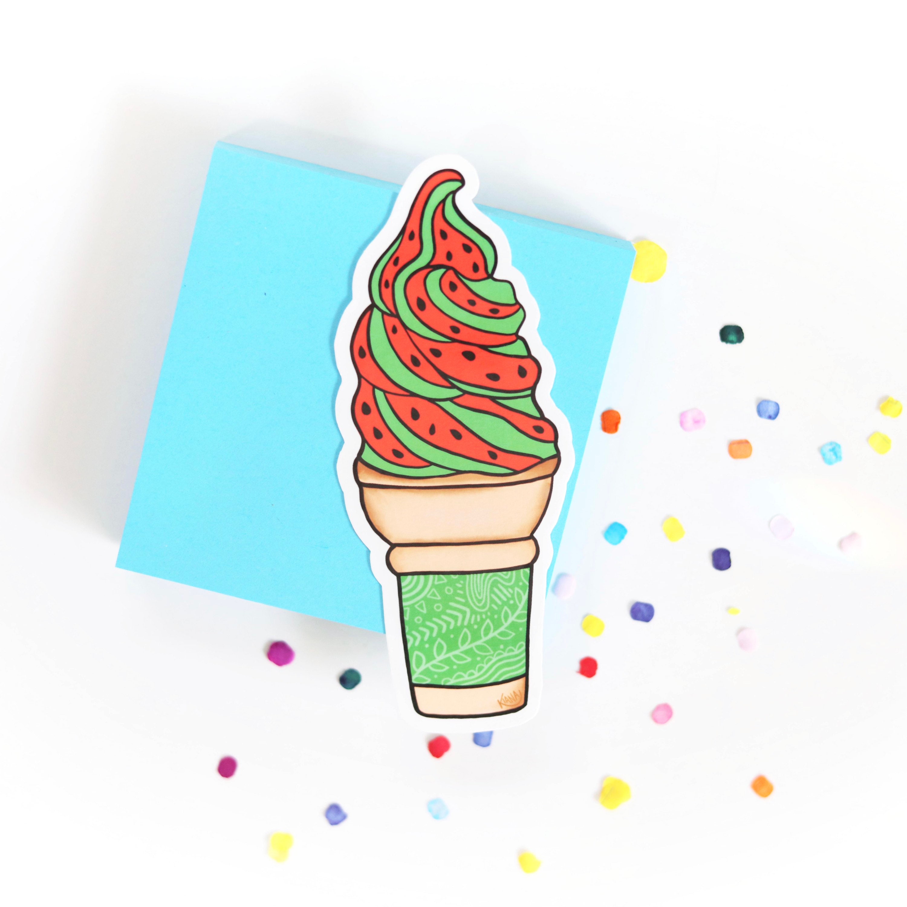 Watermelon Ice Cream Vinyl Sticker | Etsy