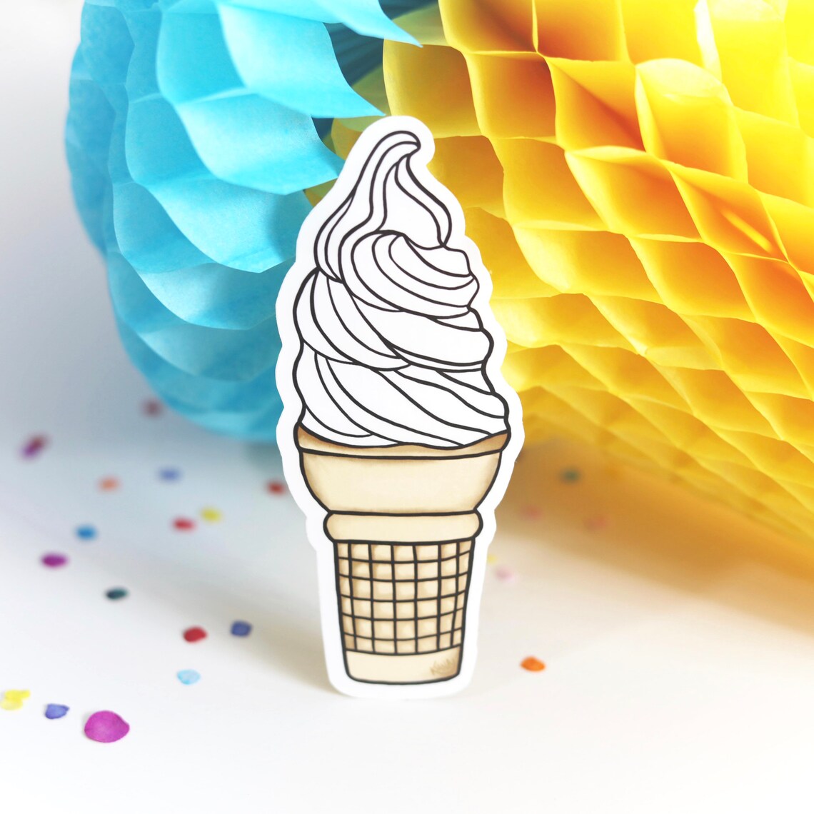 Vanilla Ice Cream Vinyl Sticker - Etsy