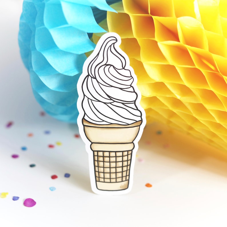 Vanilla Ice Cream Vinyl Sticker - Etsy